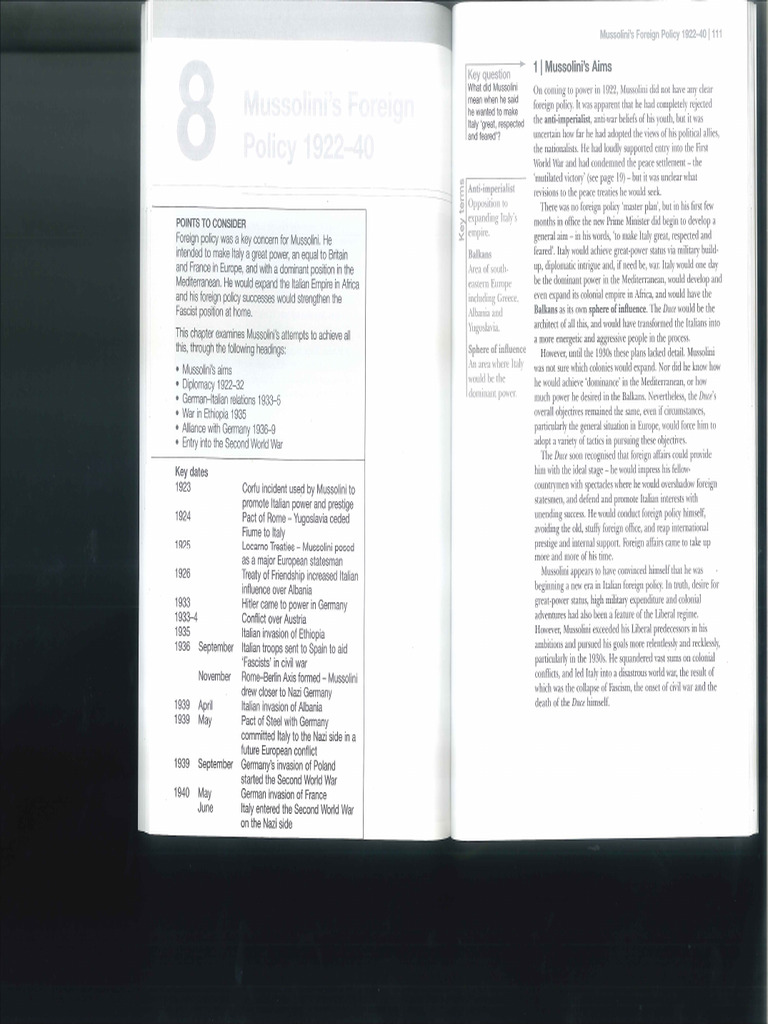 Mussolini Aims in Foreign Policy 13yfxm7 | PDF