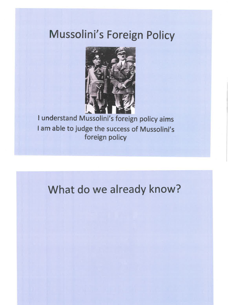 Mussolinis Foreign Policy | PDF