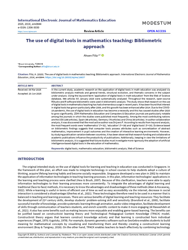 Digital Tools in Math Education Analysis | PDF | Learning ...