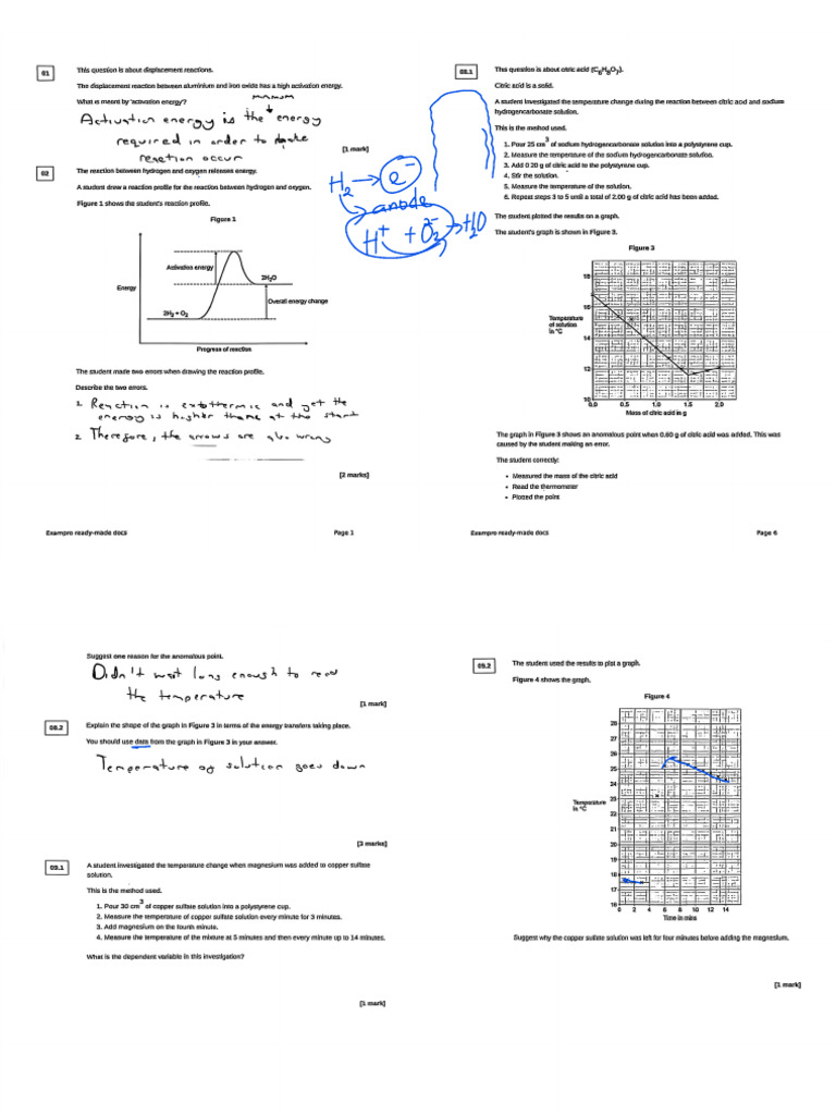 Energy Changes Aqa Gcse Chem Topical Ques | PDF