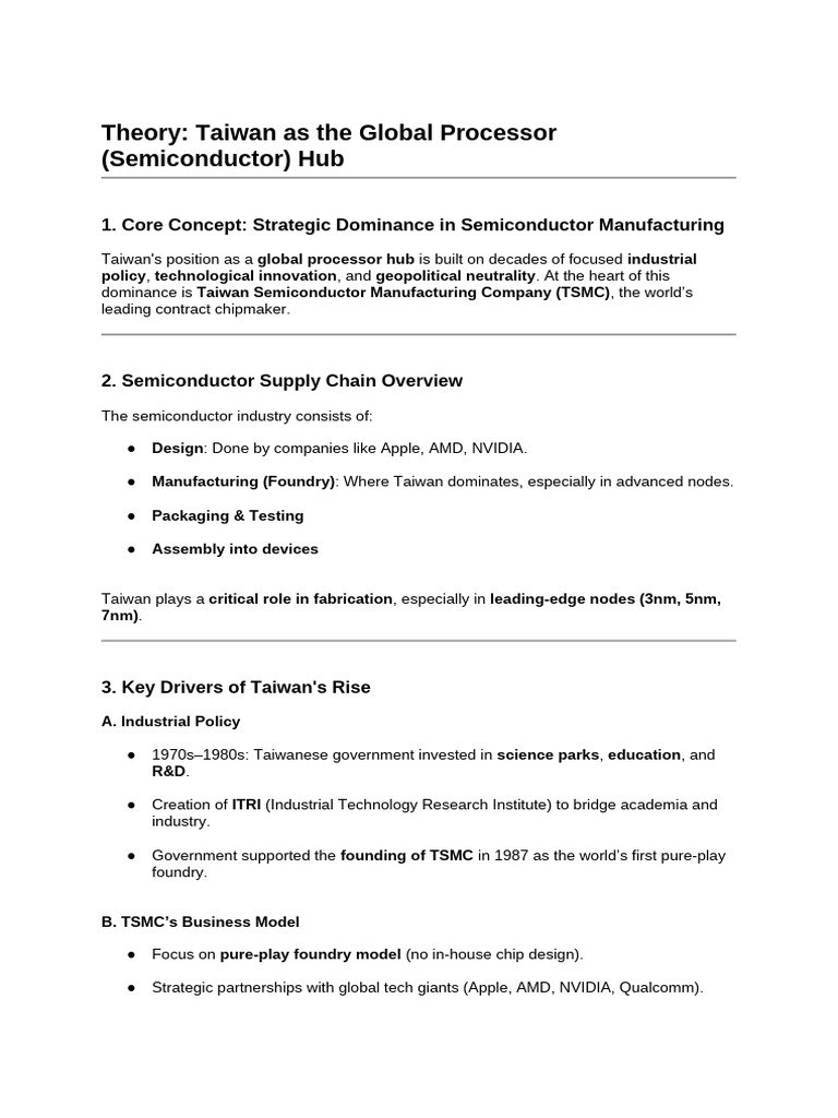 Theory - Taiwan As The Global Processor (Semiconductor) Hub | PDF ...