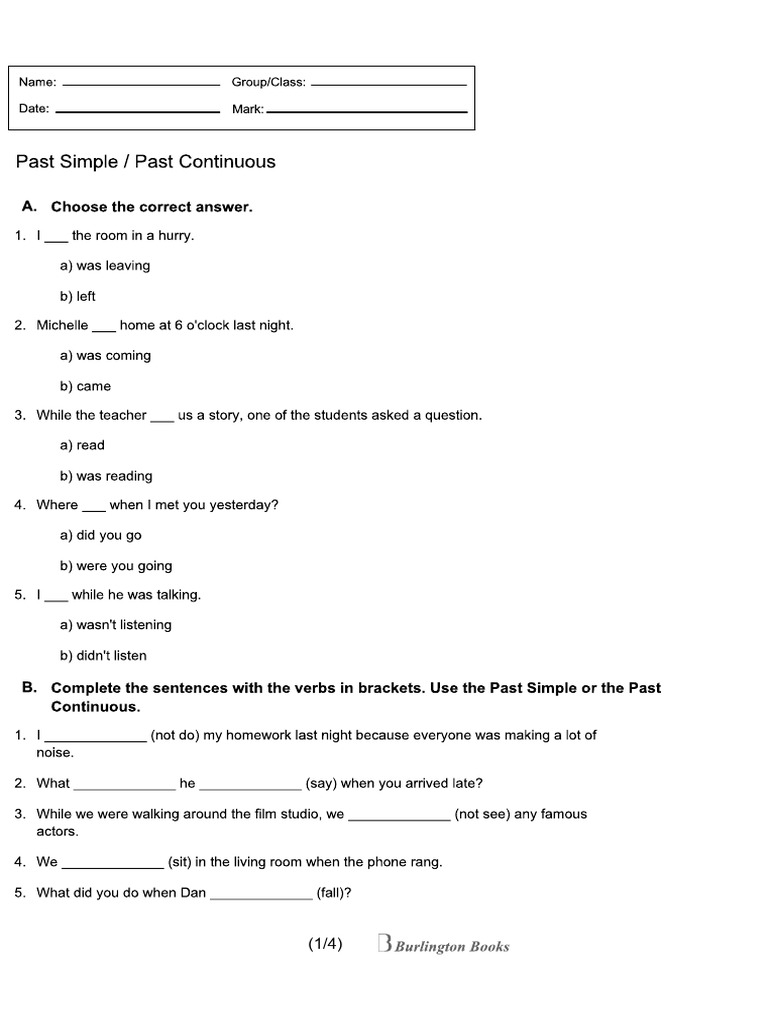 2-Past Simple and Past Cont. | PDF