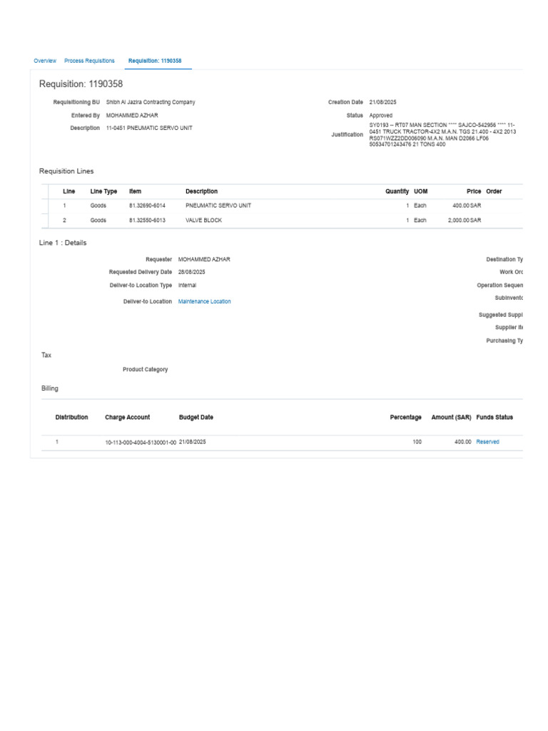 Requisition_ 1190358 - Purchase Orders - Oracle Fusion Cloud Applications | PDF