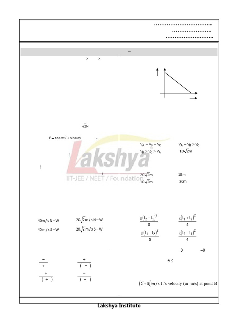 Kinematics CWT-03 Test Paper Unlocked | PDF | Kinematics | Acceleration