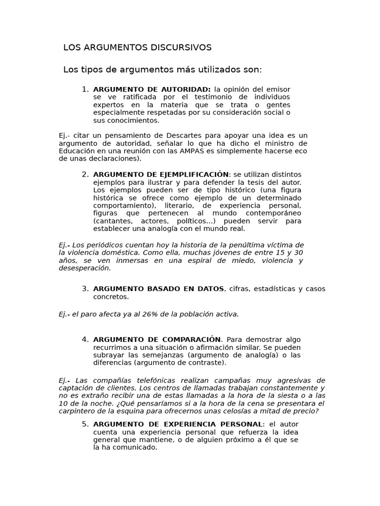 Los Argumentos Discursivos | PDF | Argumento | Hedonismo