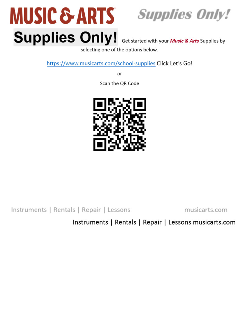 Music & Arts Supplies QR Code Access | PDF