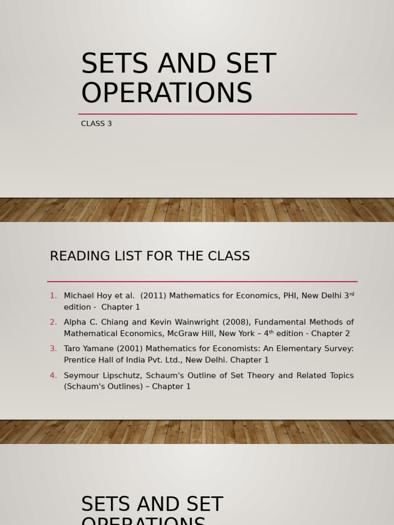 Class 3 Sets and Set Operations | PDF | Mathematics | Boolean Algebra
