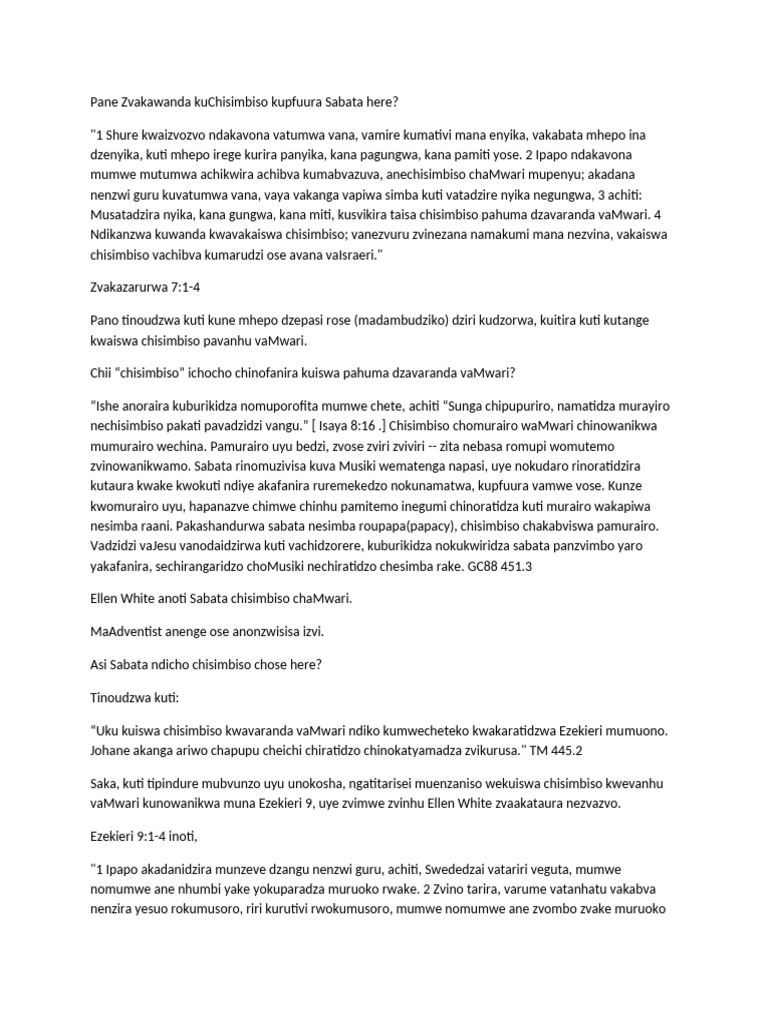 Pane Zvimwe Here Pachisimbiso (Seal) Zvinopfuura Sabata | PDF ...