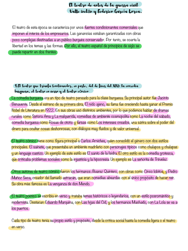 Esquema Lengua | PDF | Federico García Lorca