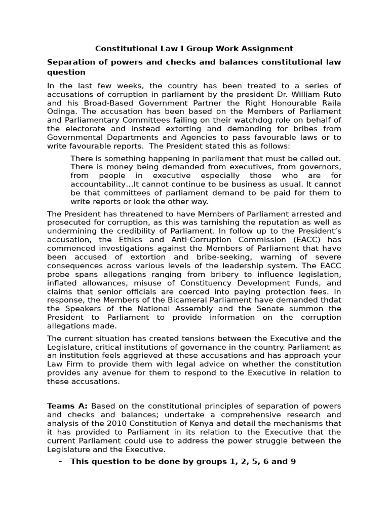 Constitutional Law I Group Work Assignment | PDF | Political Corruption ...