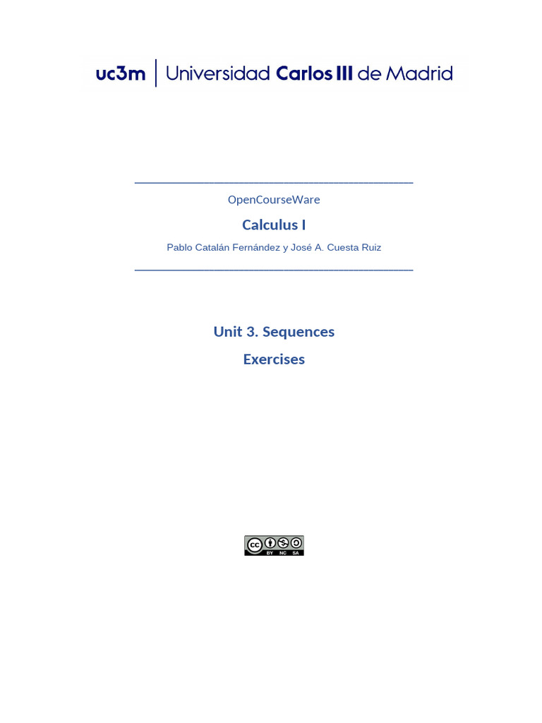 Calculus1 Unit3 Exercises | PDF | Sequence | Numbers