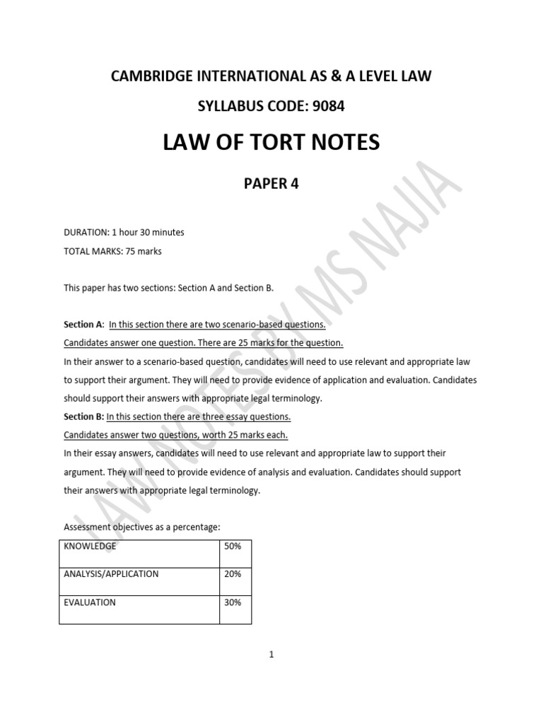 Law of Tort: Vicarious Liability Notes | PDF | Legal Liability ...