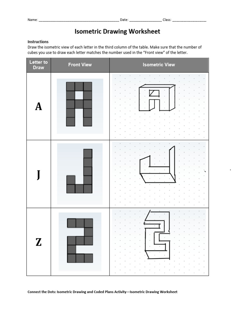 Isometric Drawings Worksheet | PDF