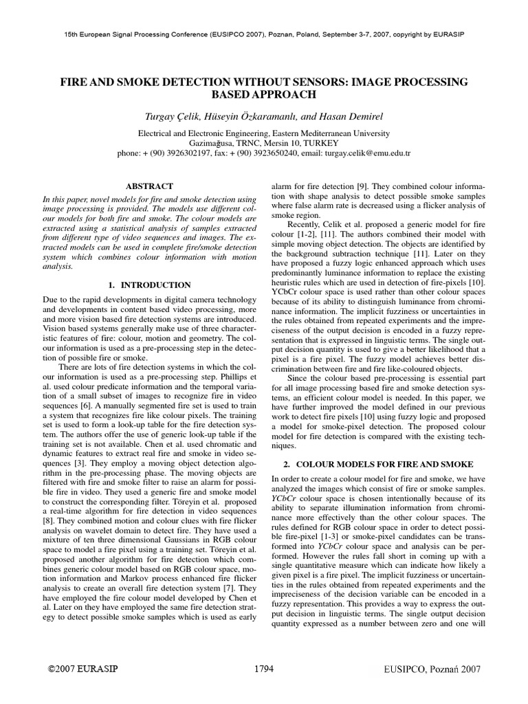 Image Processing for Fire Detection | PDF | Image Segmentation | Rgb ...