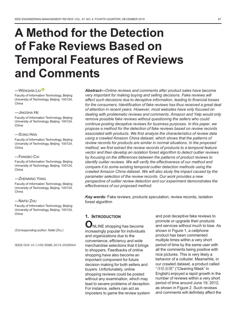Detecting Fake Reviews Using Temporal Features | PDF | Time Series ...