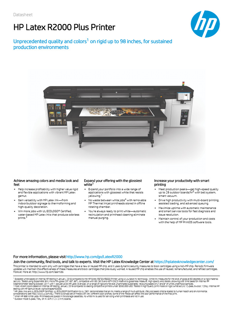 HP Latex R2000 Plus Printer Overview | PDF | Printer (Computing ...