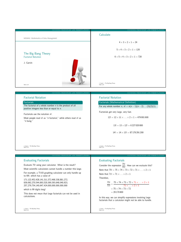 Factorial Notation Handout | PDF | Integer | Permutation