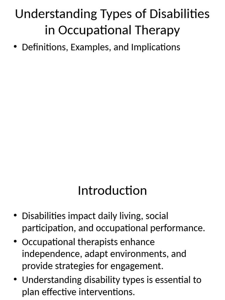 Types of Disabilities in Occupational Therapy | PDF | Visual Impairment ...