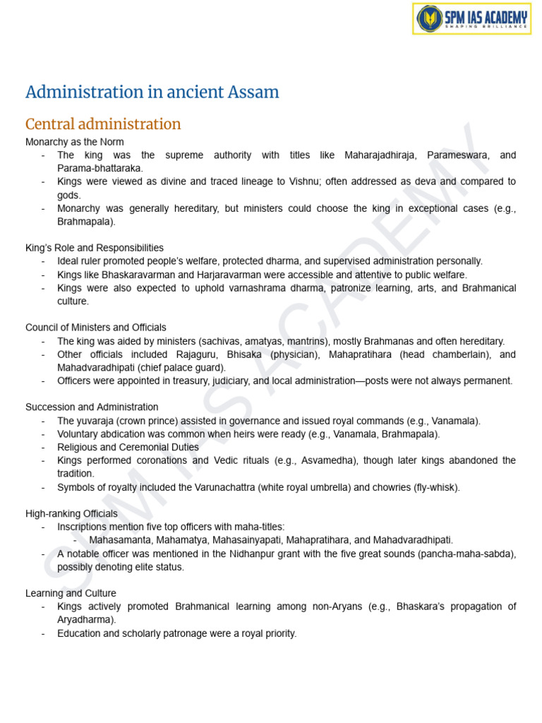 Ancient Assam's Monarchical Administration | PDF | Tibet