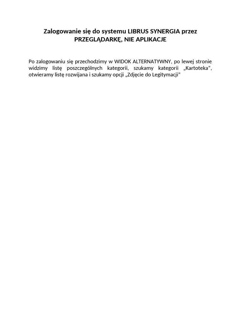 Zalogowanie Się Do Systemu LIBRUS SYNERGIA Przez PRZEGLĄDARKĘ | PDF