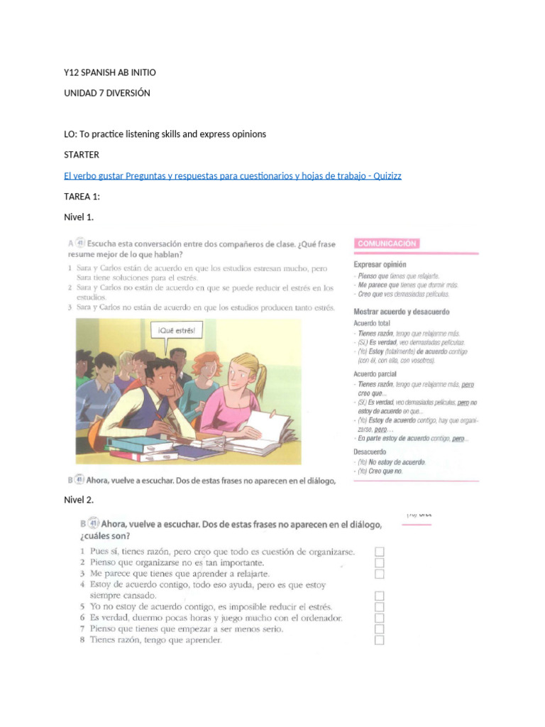 Y12 Spanish Ab Initio Mayo 8 | PDF