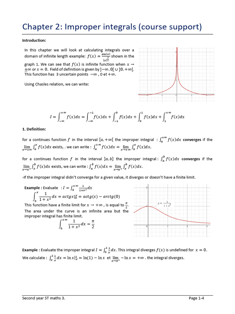Chapter 2 Improper Integrals | PDF | Integral | Analysis