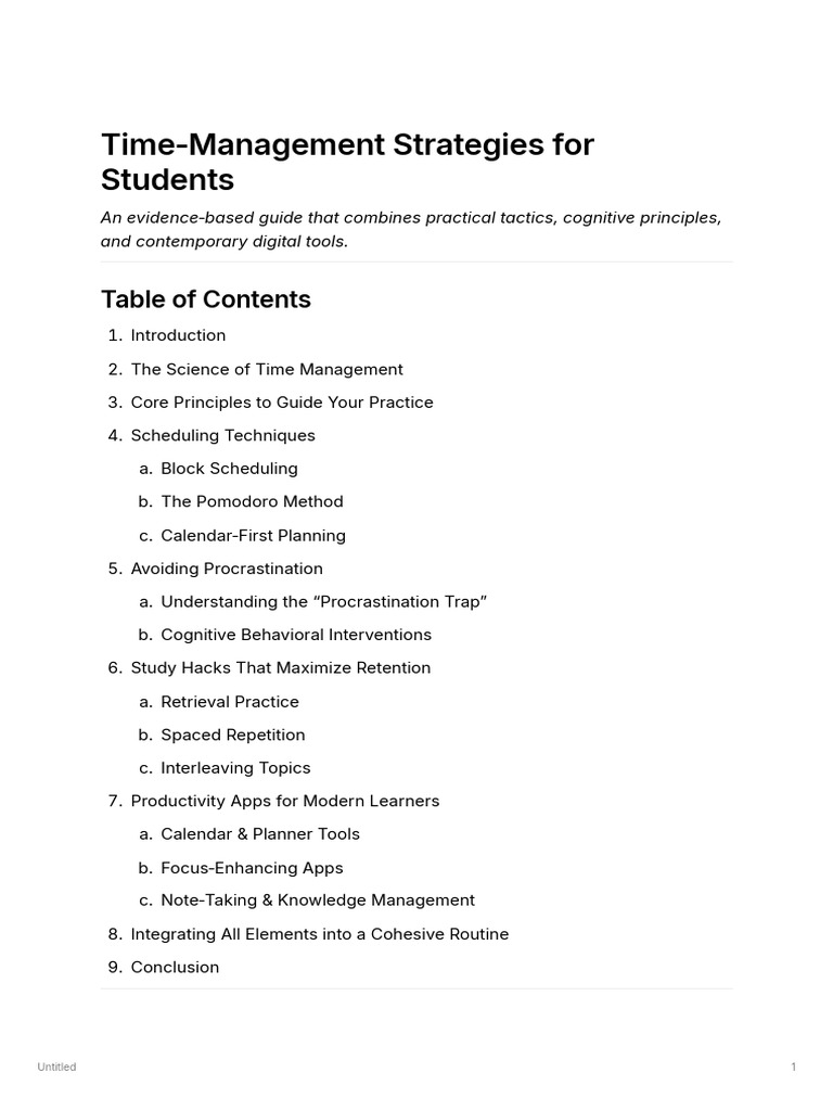 Time Management Tips for Students | PDF | Professional Skills | Time ...