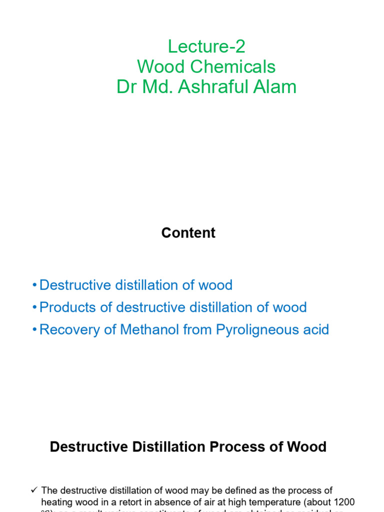 Destructive Distillation of Wood | PDF | Methanol | Acetic Acid