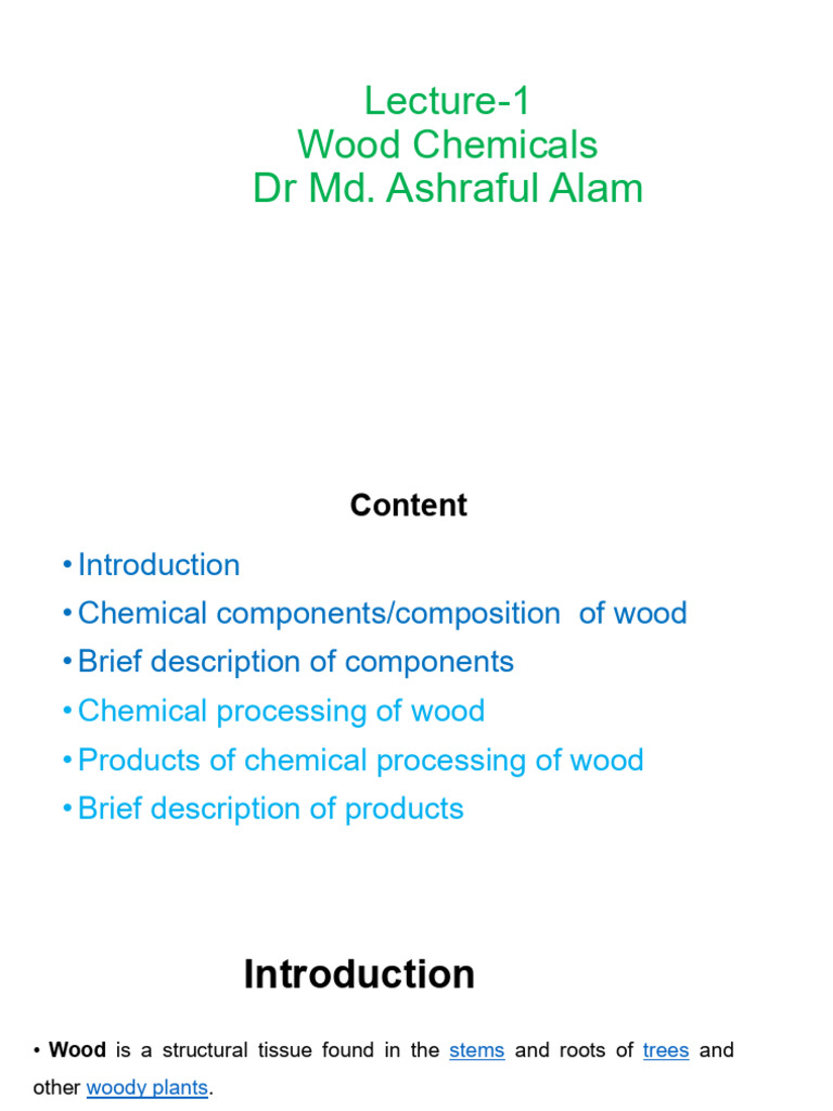 Wood Chemistry and Processing Overview | PDF | Wood | Cellulose