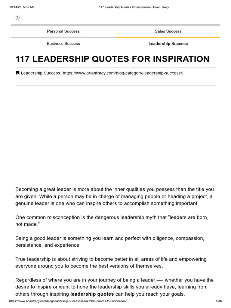 117 Inspirational Leadership Quotes | PDF | Leadership | Courage