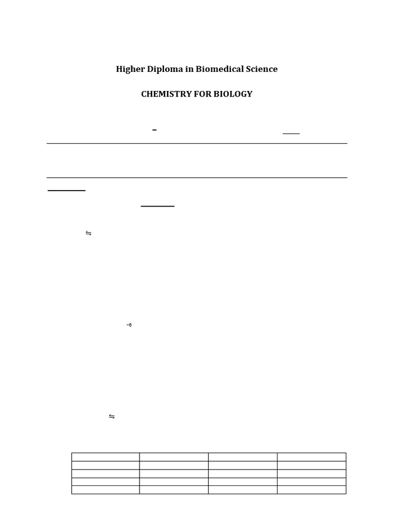 Chemistry For Biology Part 2 - Exam (LO 3,4) | PDF | Chemical ...
