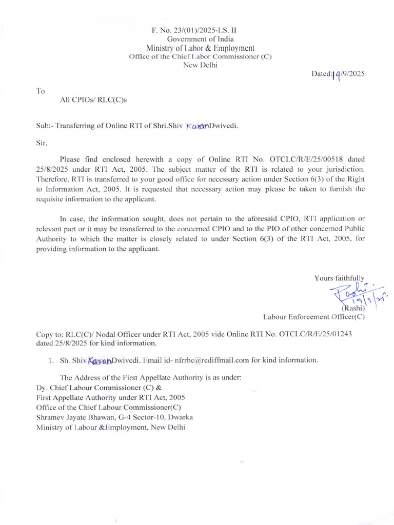 Minimum Wage Rti Transfer | PDF