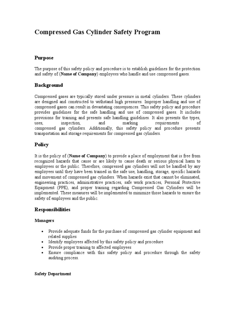 Compressed Gas Cylinder Safety Program | PDF | Flammability | Safety