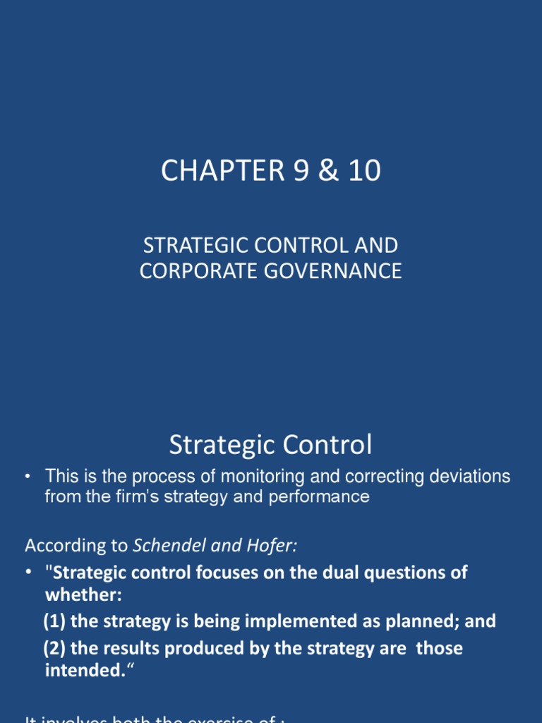 Strategic Control and Corporate Governance | PDF | Corporate Governance ...