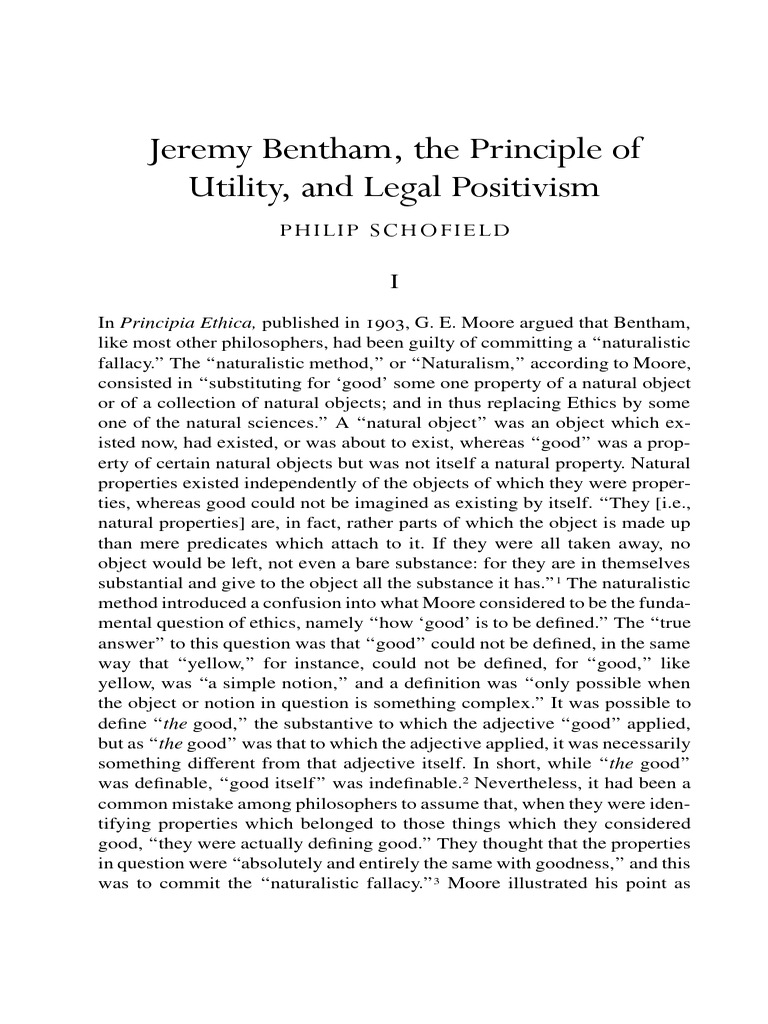 Bentham's Utility and Naturalistic Fallacy | PDF | Utilitarianism ...