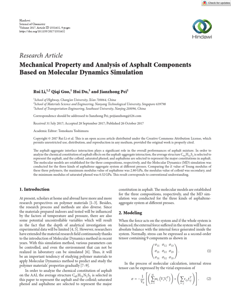 Journal of Chemistry - 2017 - Li - Mechanical Property and Analysis of ...