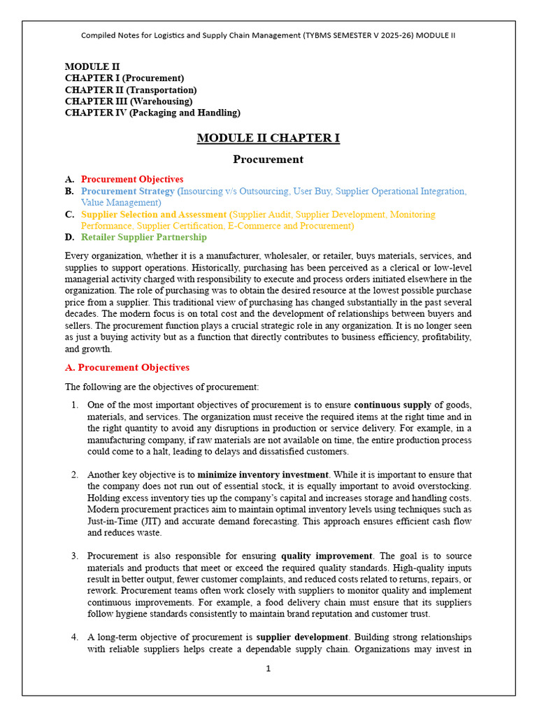 LSCM - Module II (All Chapters) | PDF | Warehouse | Logistics