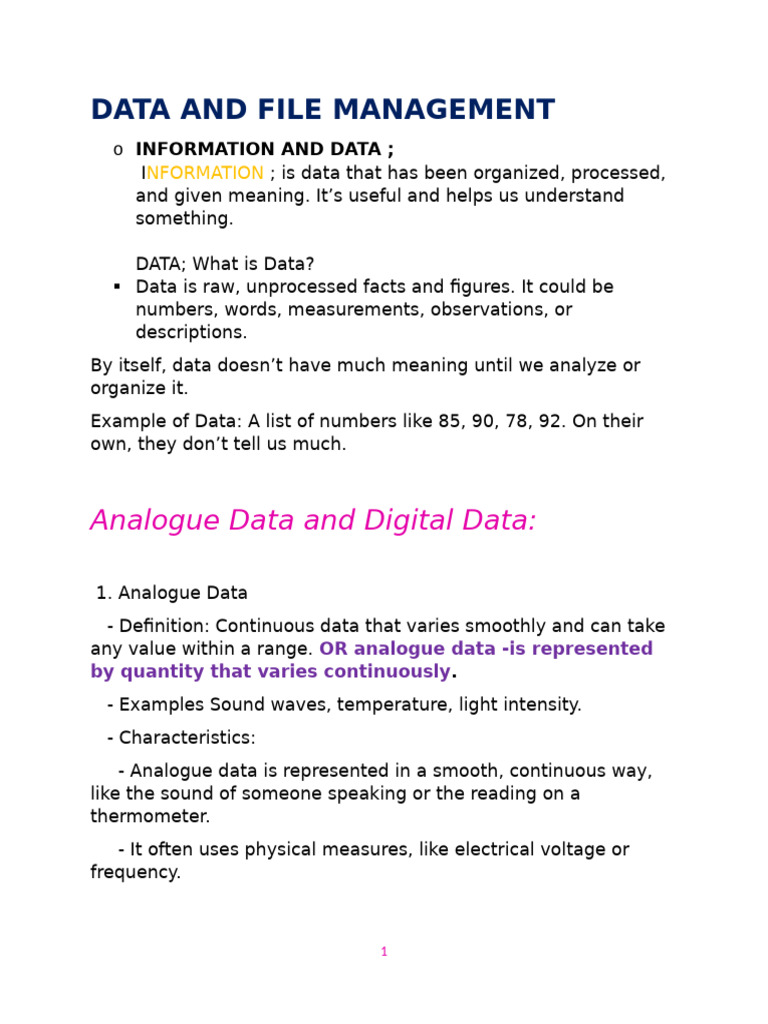 Data and File Management | PDF | Computer Data Storage | Computer File