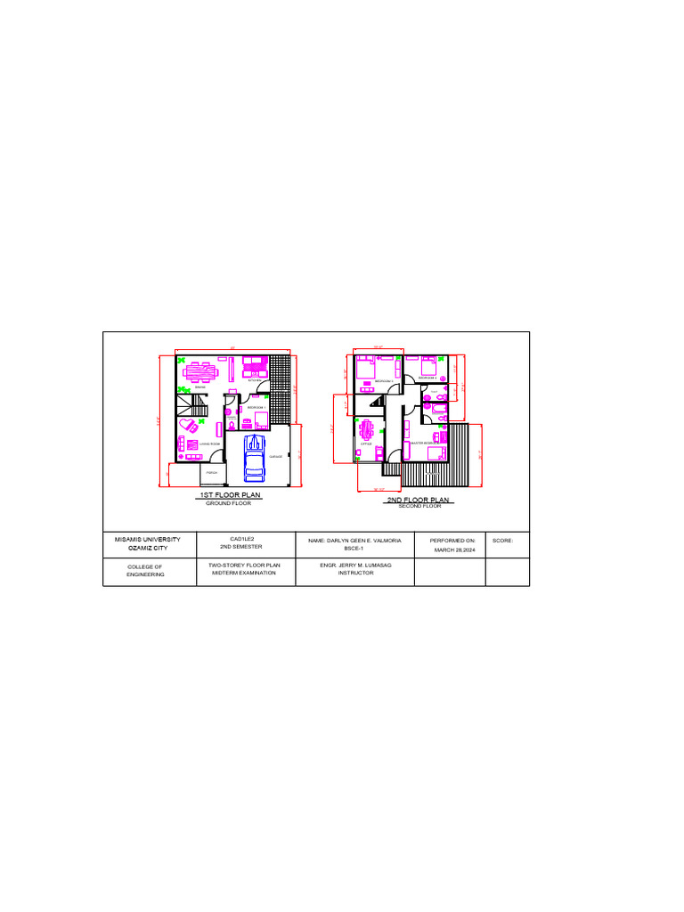 Two-Storey Floor Plan Exam Document | PDF | Room | Home