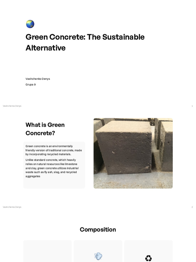 Green Concrete: Sustainable Building Solution | PDF | Concrete ...