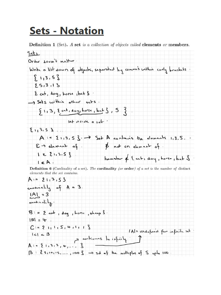Sets and Notation Lecture Notes | PDF