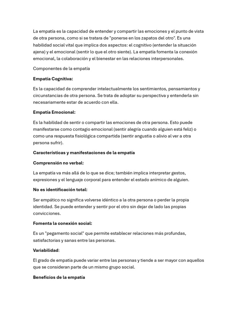 Comprendiendo la Empatía y sus Beneficios | PDF | Empatía | Las emociones