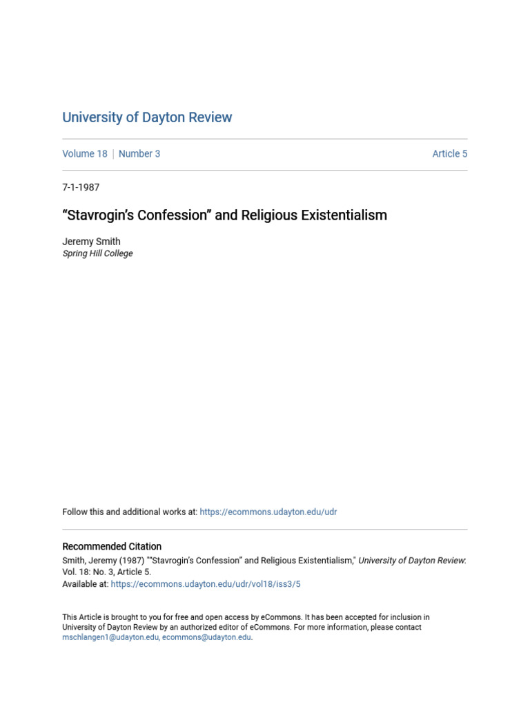 Stavrogin - S Confession - and Religious Existentialism | PDF ...
