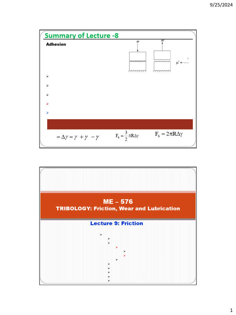 Lecture-9 - Adhesive Component in Liquid Mediated Contacts | PDF ...