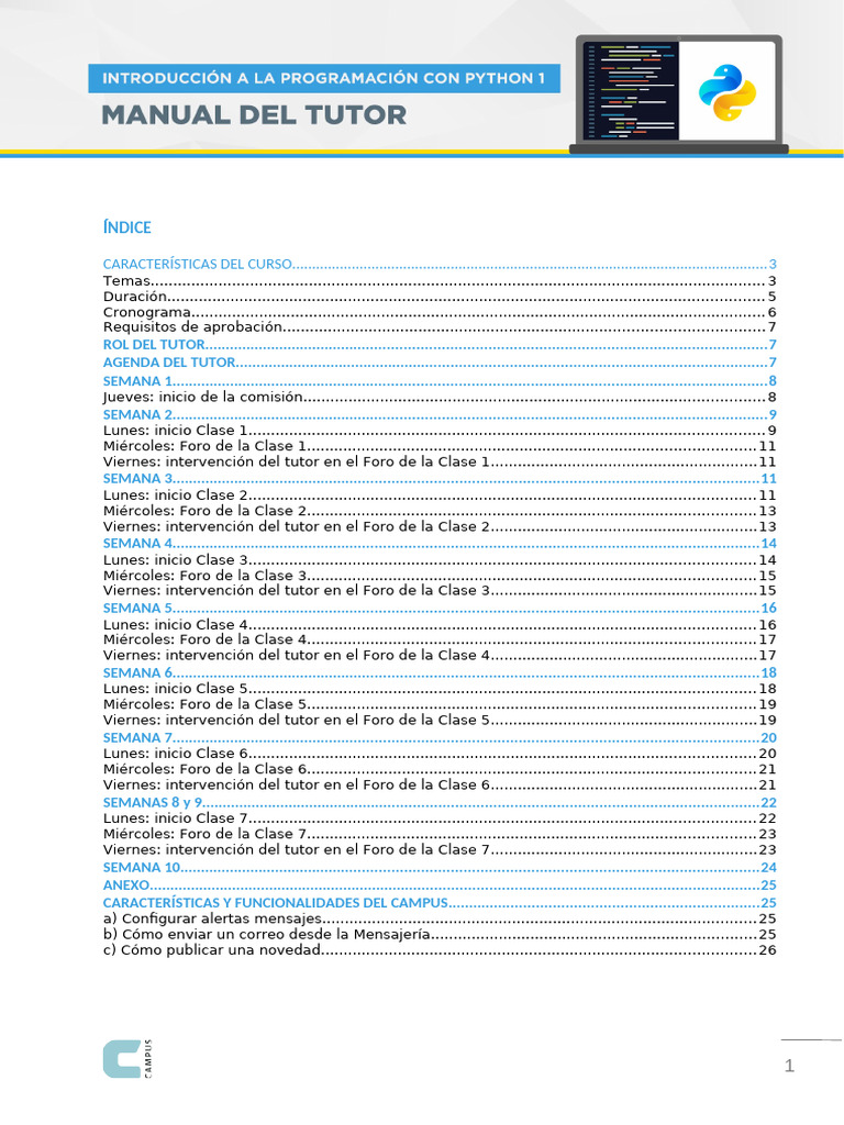 IPCP Manual Tutor Con Cronograma | PDF | Python (lenguaje de programación) | Lenguaje de ...