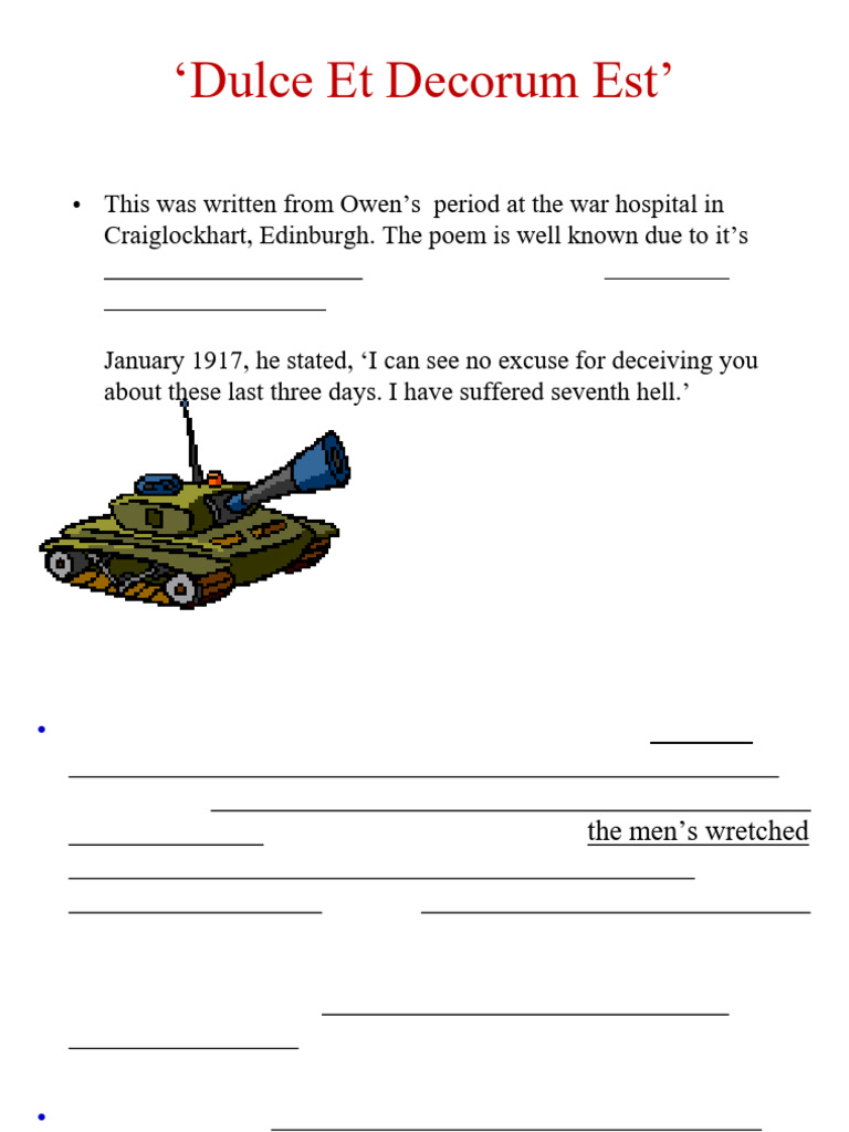 "Analysis of Owen's 'Dulce Et Decorum Est'" | PDF