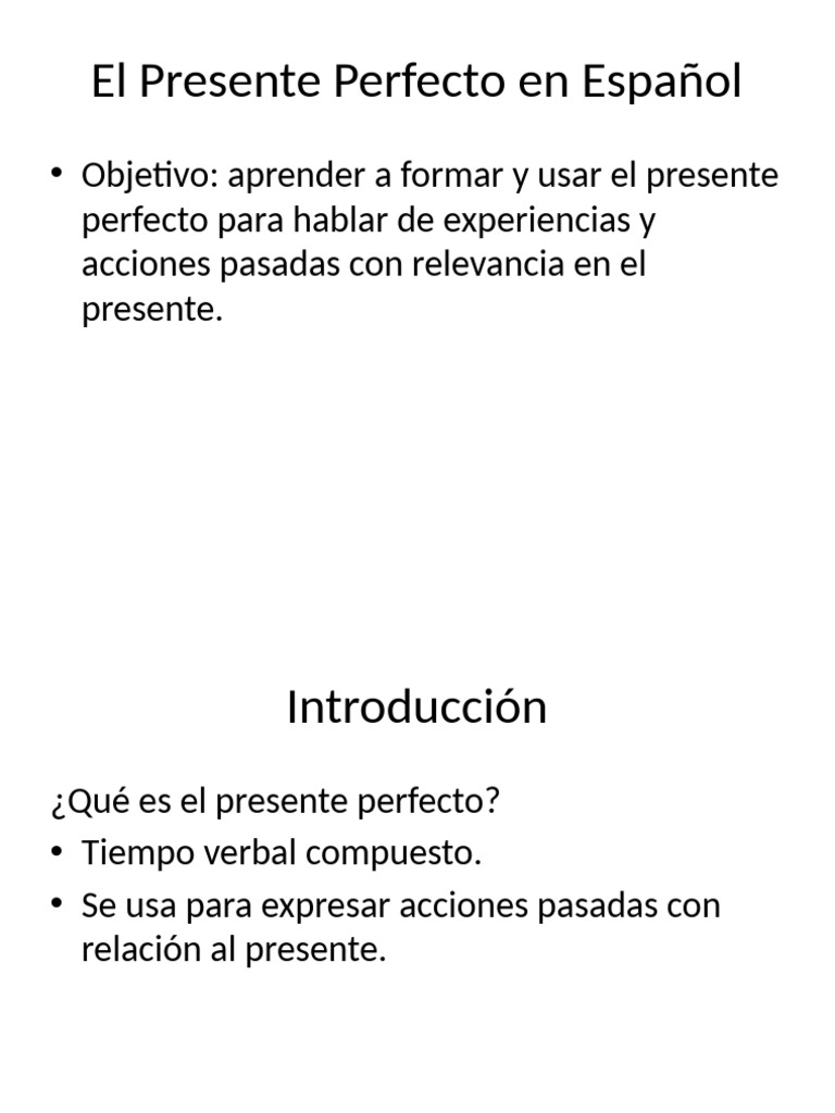 Aprender el Presente Perfecto en Español | PDF | Verbo | Sintaxis