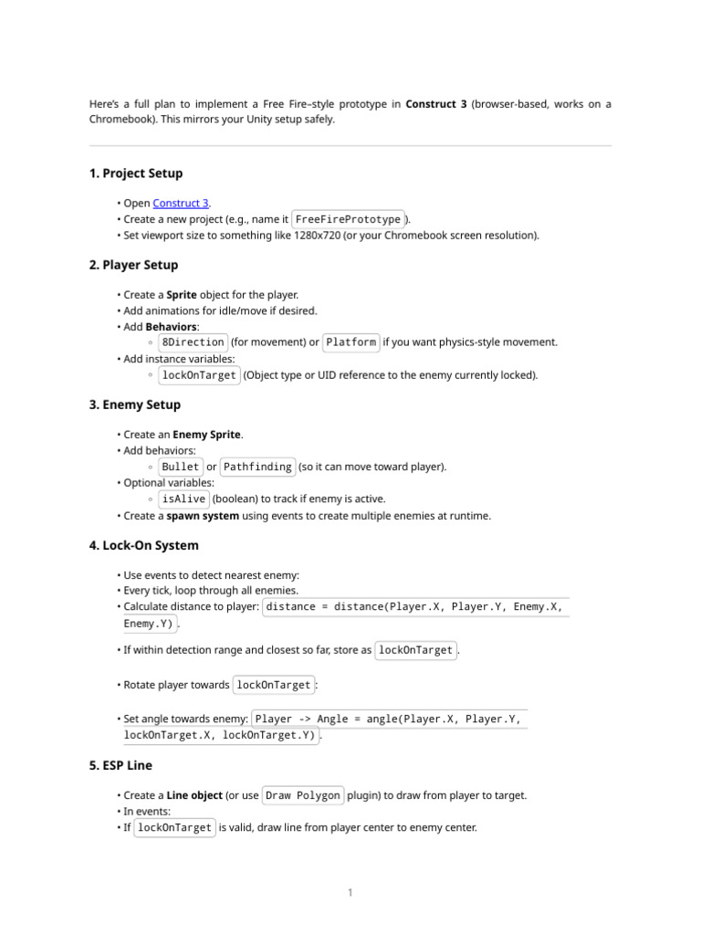Construct3 Freefire Prototype Pdf