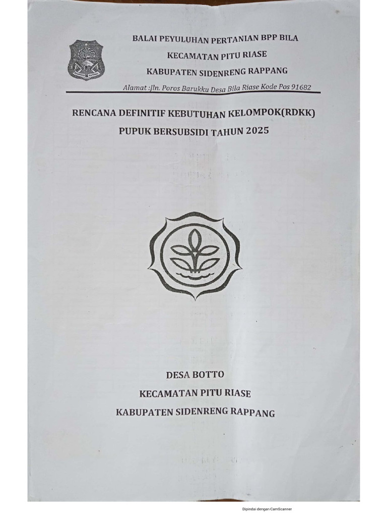 RDKK Pupuk 2025 desa Botto | PDF