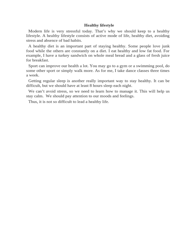 Healthy Lifesyle | PDF